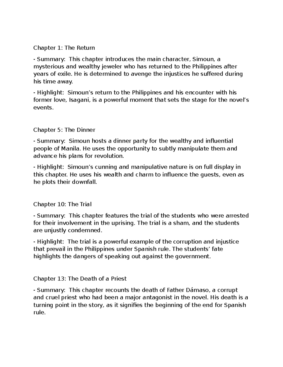 Document - NONE - Chapter 1: The Return Summary: This chapter ...