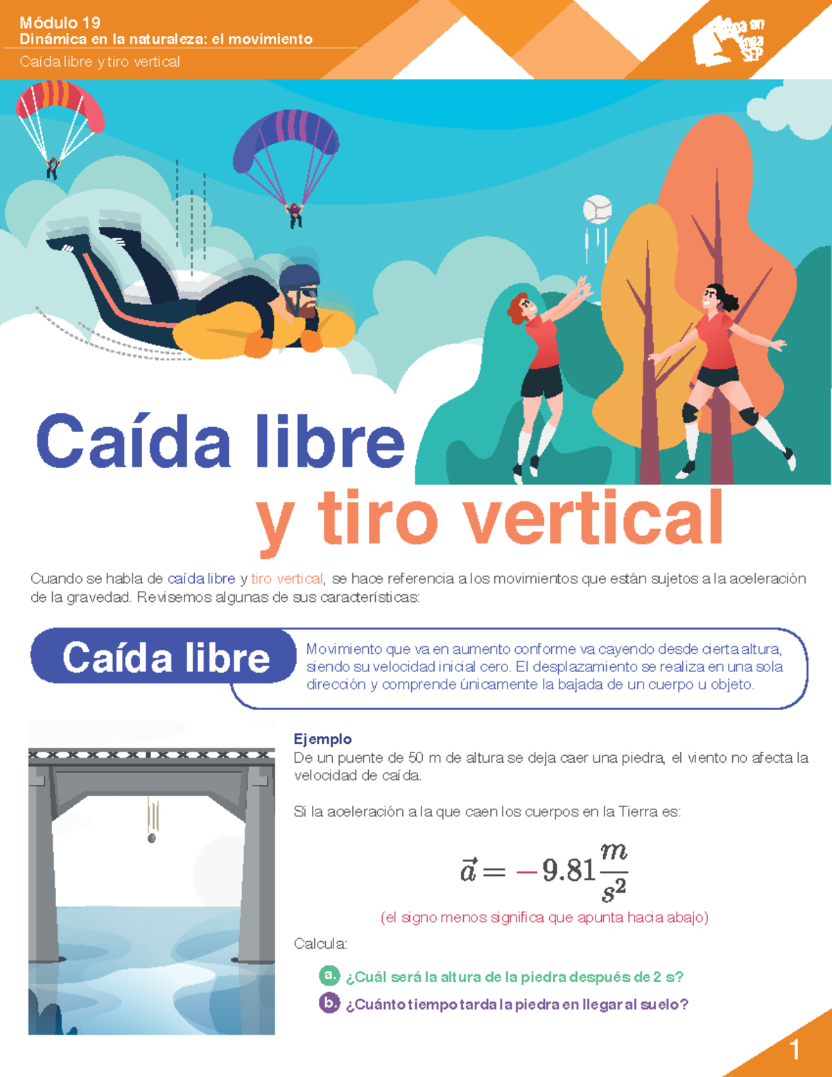 M19 S2 Caida libre y tiro vertical PDF 2 - Dinámica en la naturaleza: el movimiento Caída libre ...
