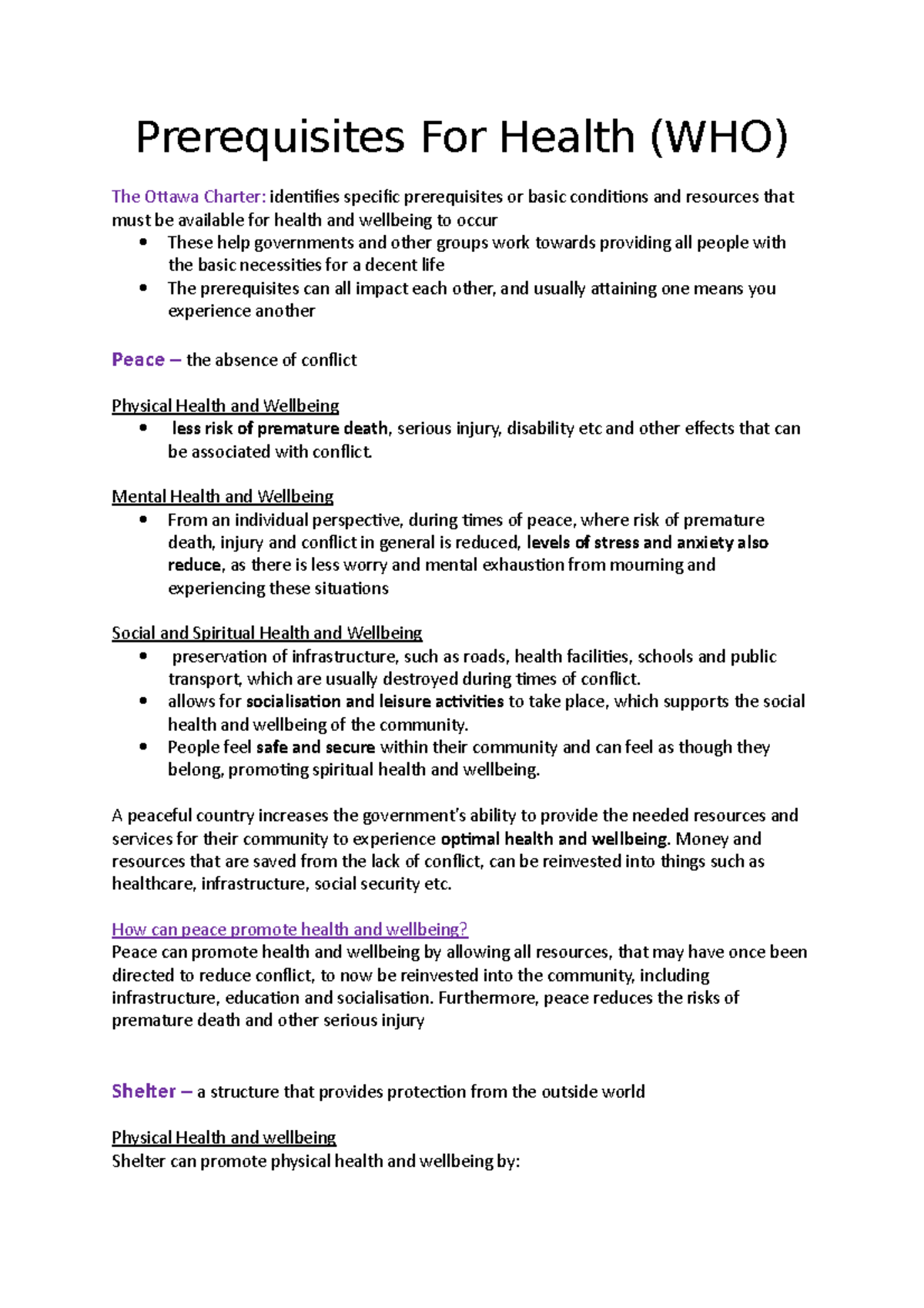 Prerequisites For Health - Mental Health and Wellbeing From an ...