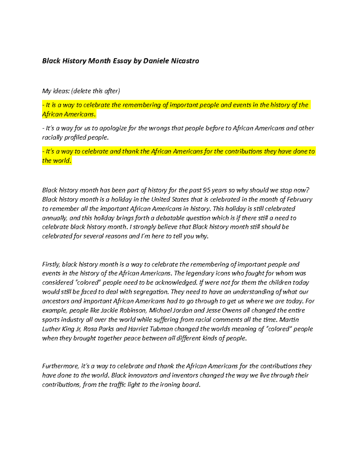 Black History Month Essay - It’s a way for us to apologize for the ...