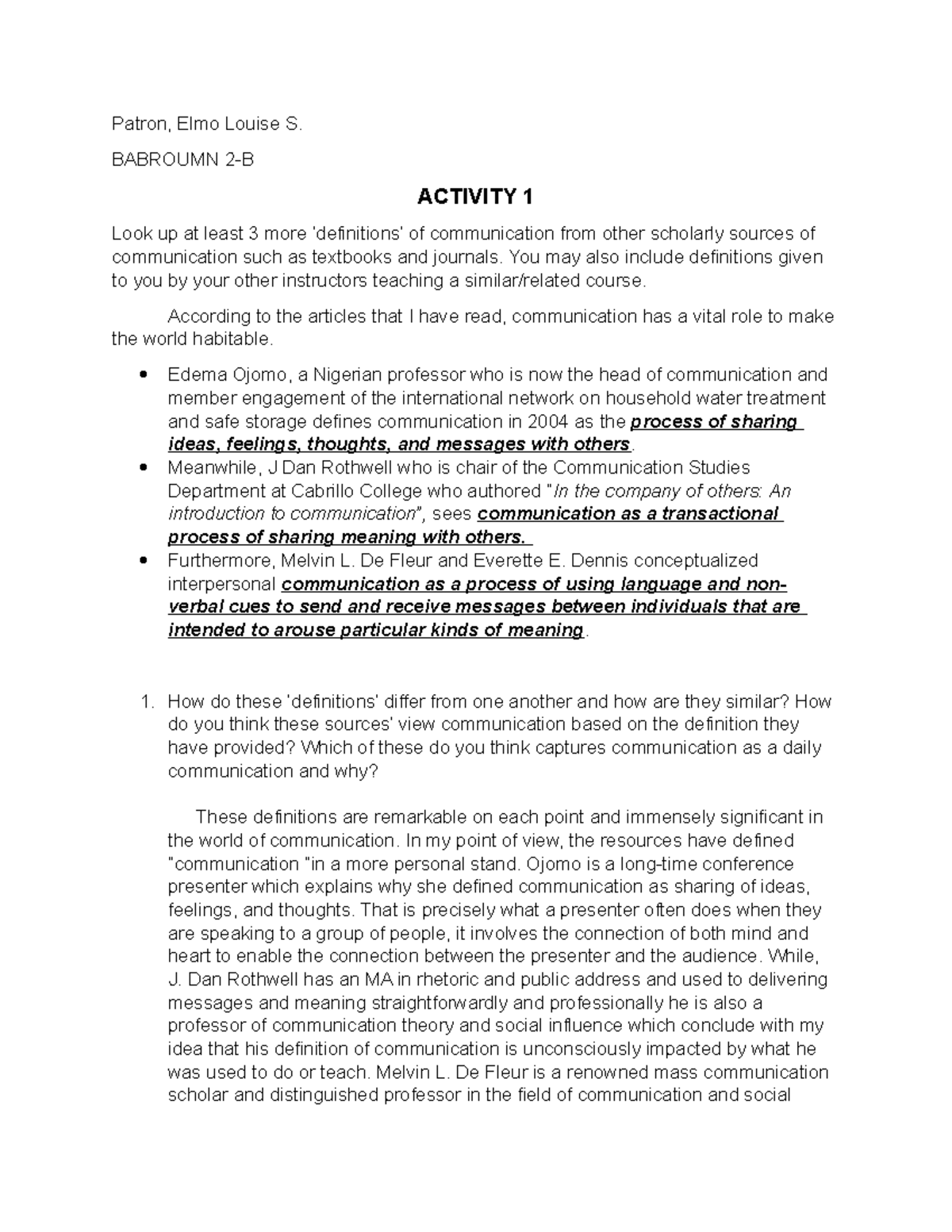 Patron, Elmo Louise S. - Activity 1 - Patron, Elmo Louise S. BABROUMN 2 ...