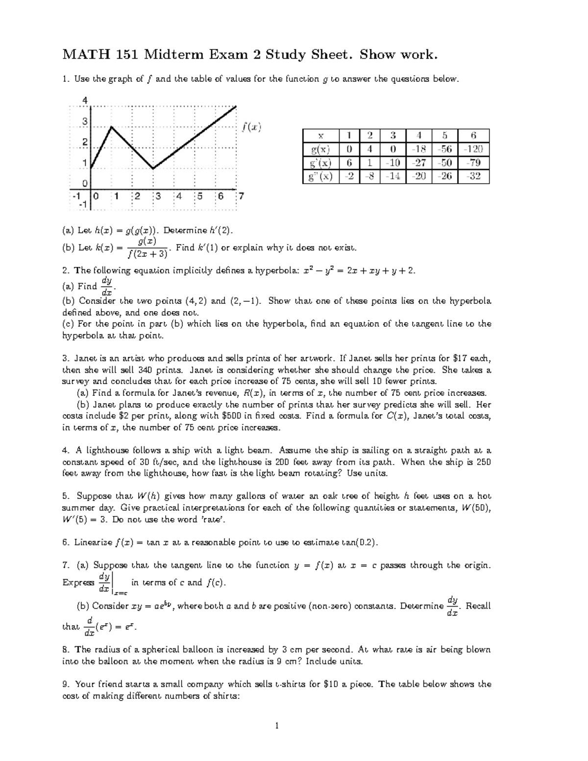 151review 2 - 151 assignment key - MATH 151 - Studocu