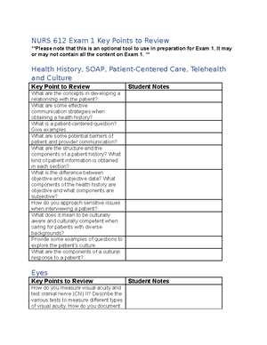 Exam 1 review for exam - Nurs 611 Advanced Pathophysiology Key Points Exam 1: Know Cell ...