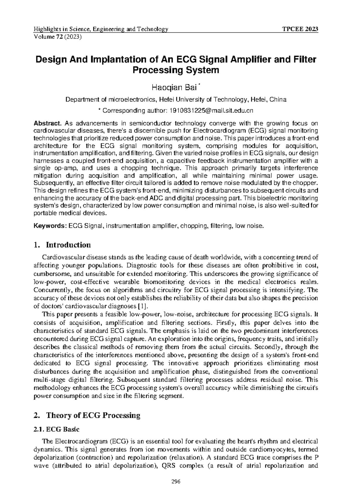 Tpcee 2023-296-303 - Volume 72 (202 3 ) Design And Implantation of An ...