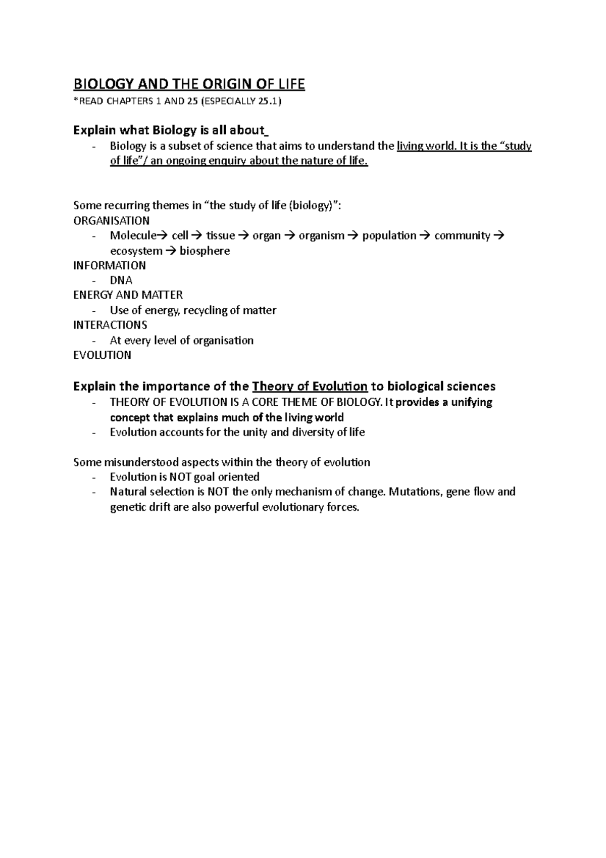 Week 1- intro to chemistry 1, matter - BIOLOGY AND THE ORIGIN OF LIFE ...