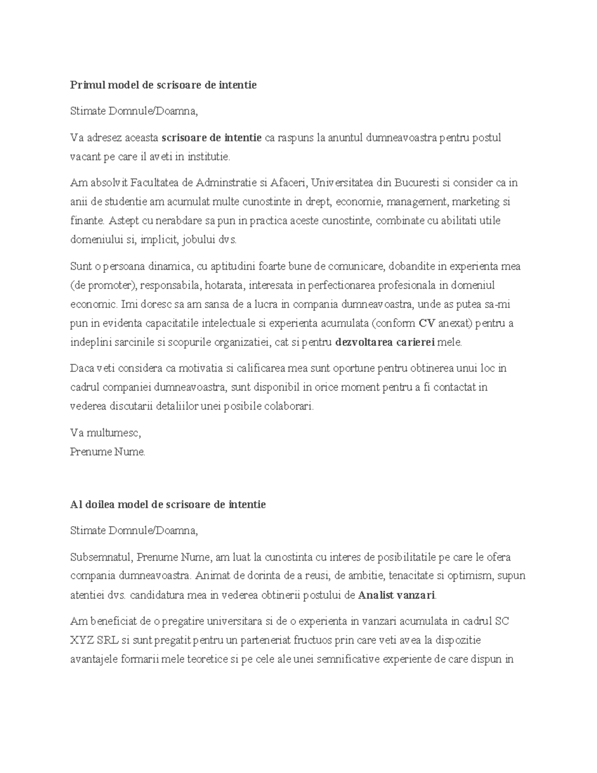 2. scrisoare intentie - miougfdiysdofghăoiphjoăp - Primul model de ...