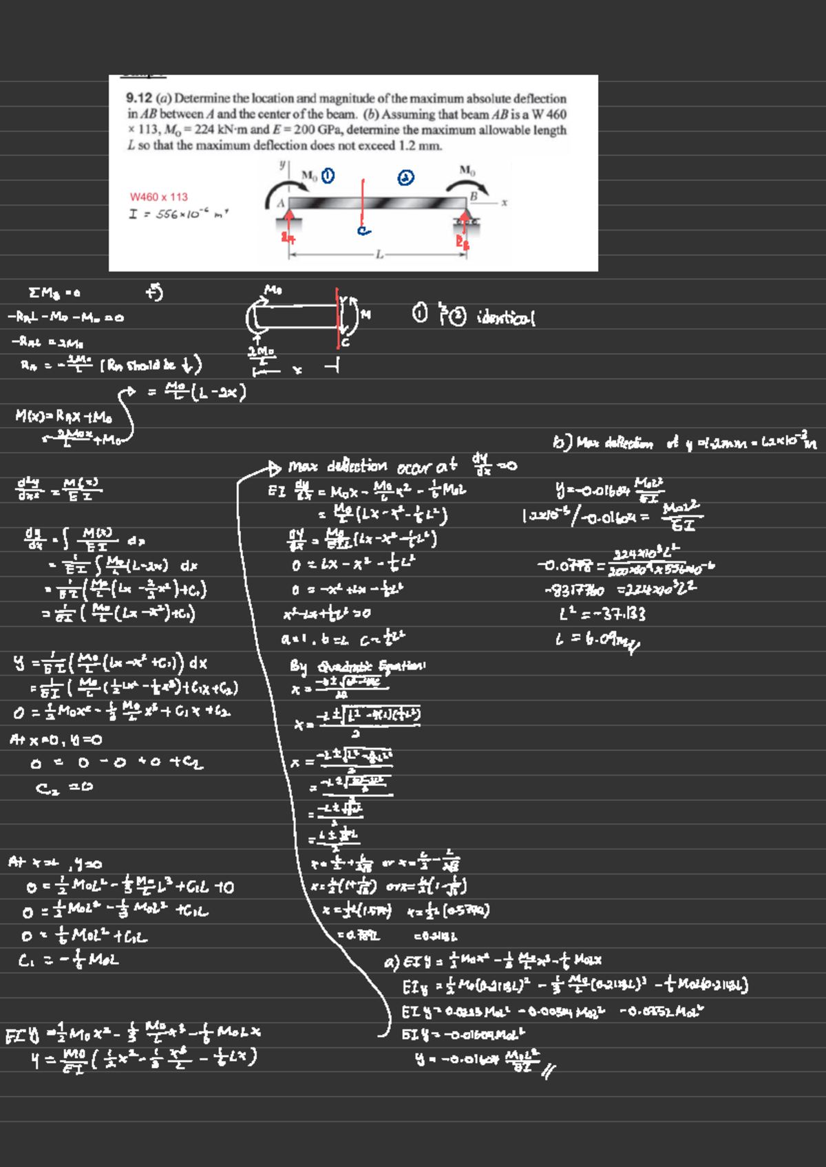 Chapter 9 - Deflection of Beam Solution - 0 ↑ Ri & Mi = 0 # RAL-Mo-Mo = o ####### Do M D3 - Studocu