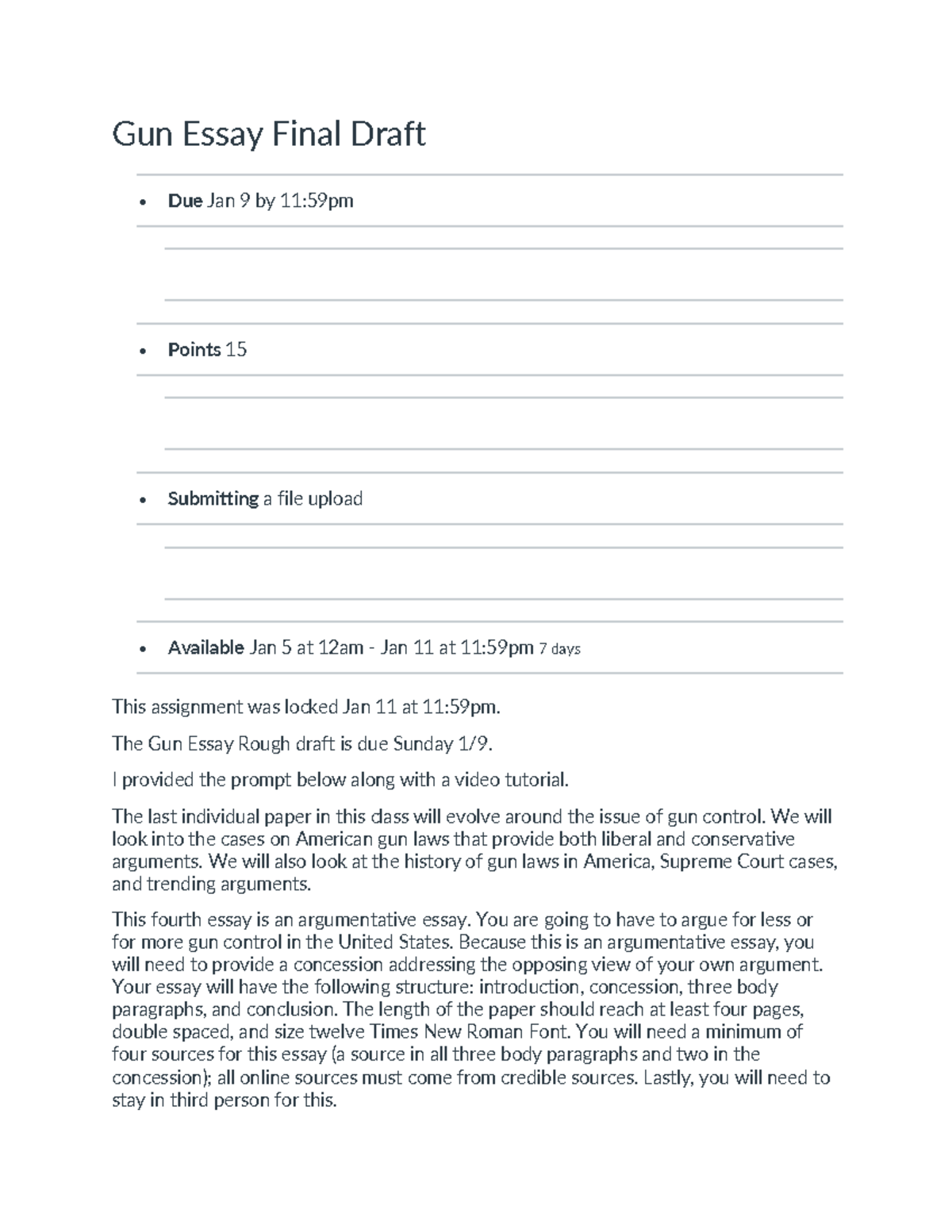 SD Mesa College - ENGL 101 - Fall 2021 - Gun Essay Final Draft - Gun ...