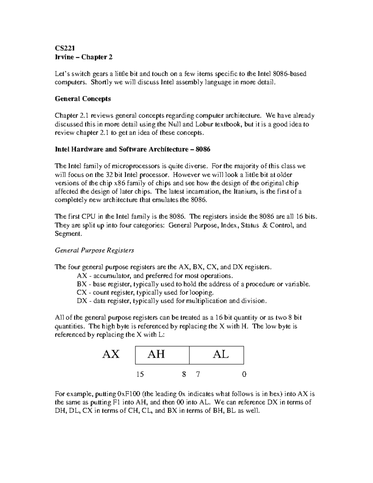 CS221 Irvine Chapter 2: Intel Computer Architecture Overview - Studocu