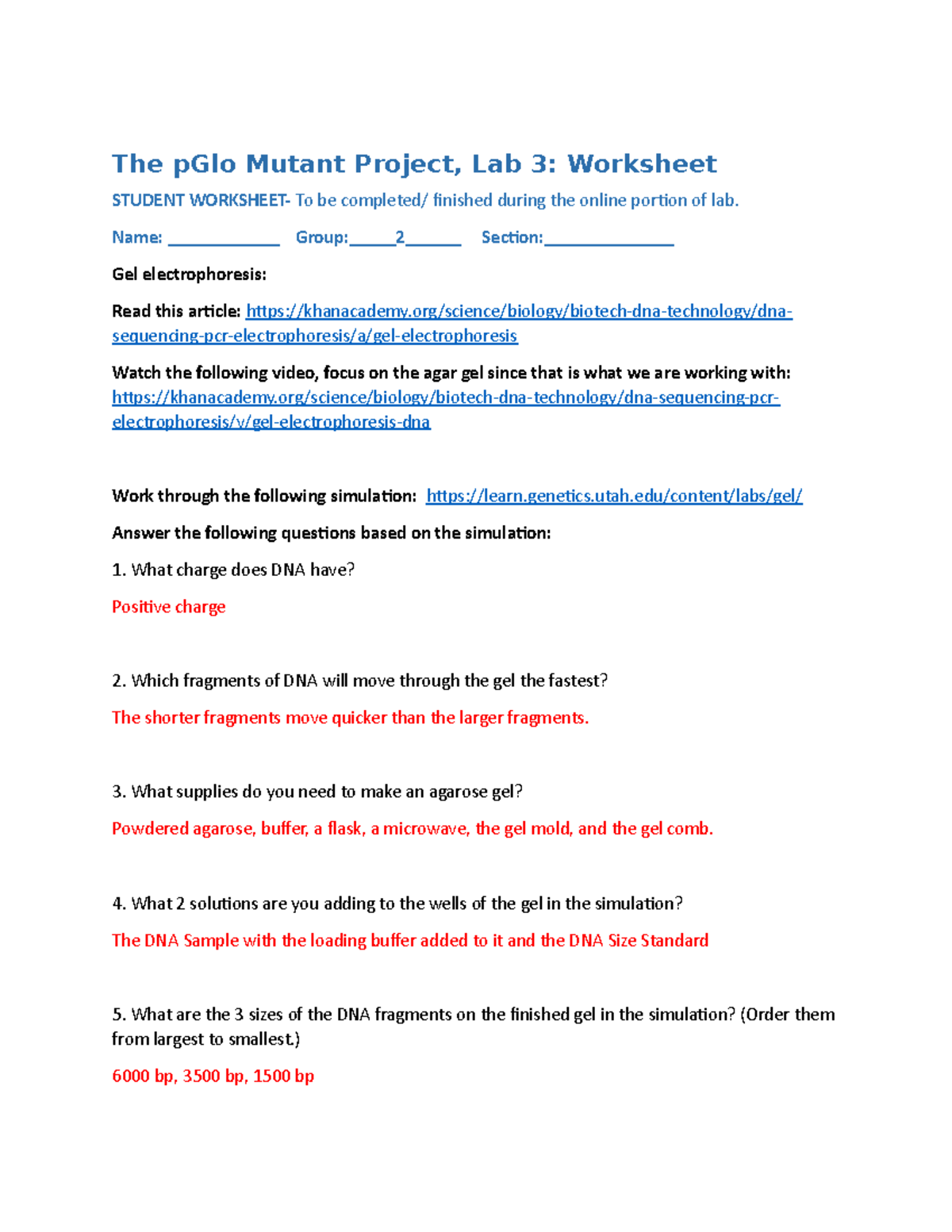 The p Glo Mutant Project Lab 3 worksheet (Makayla Rivera) - The pGlo ...