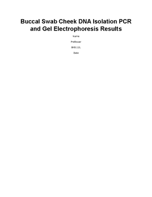 Buccal Swab Cheek DNA Isolation PCR and Gel Electrophoresis Results ...
