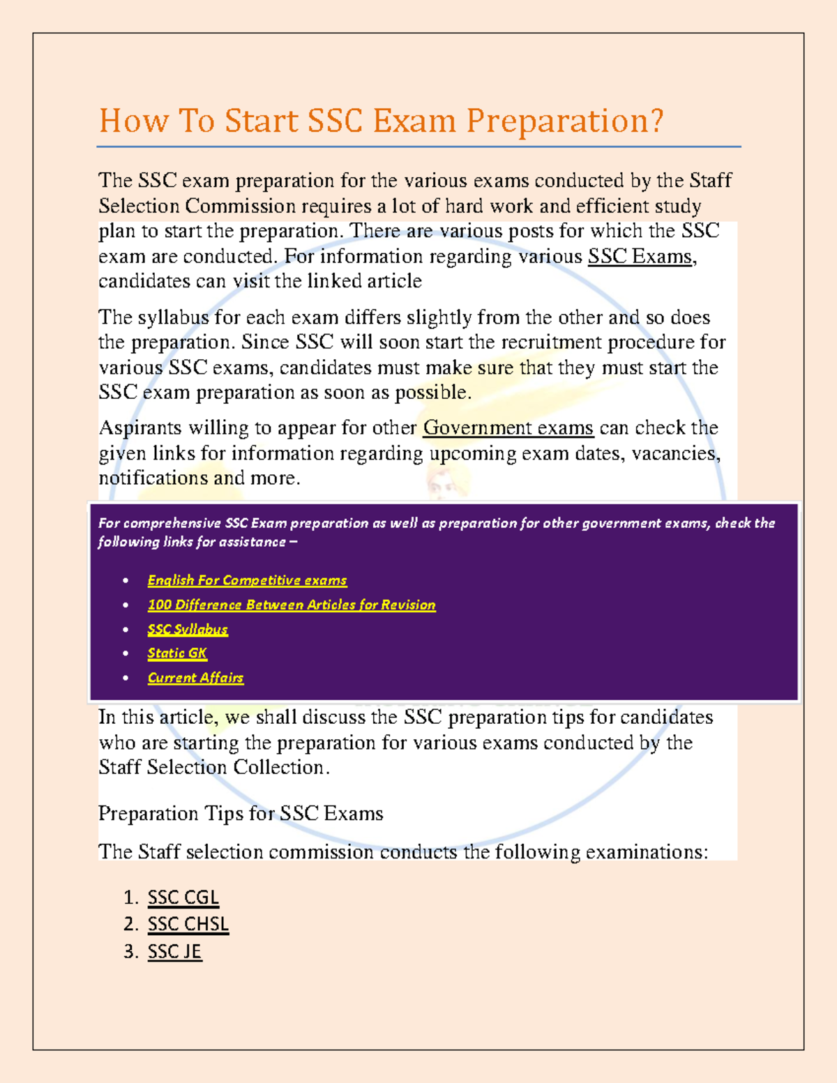 How To Start SSC Exam Preparation - There are various posts for which ...