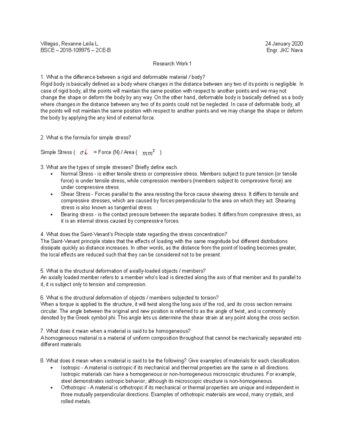 Research Work 1 - mechanics - Villegas, Rexanne Leila L. 24 January ...