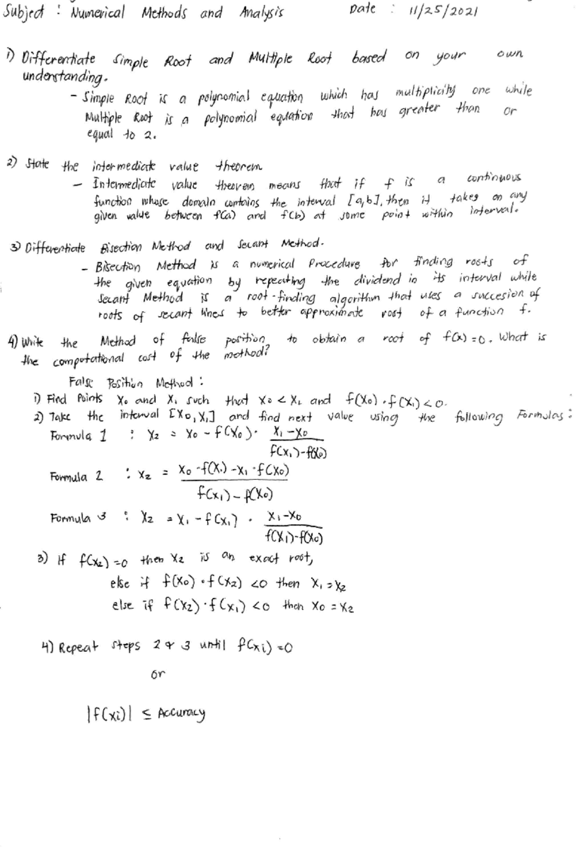 Assignment 2 In Numerical Methods And Analysis Electrical Engineering