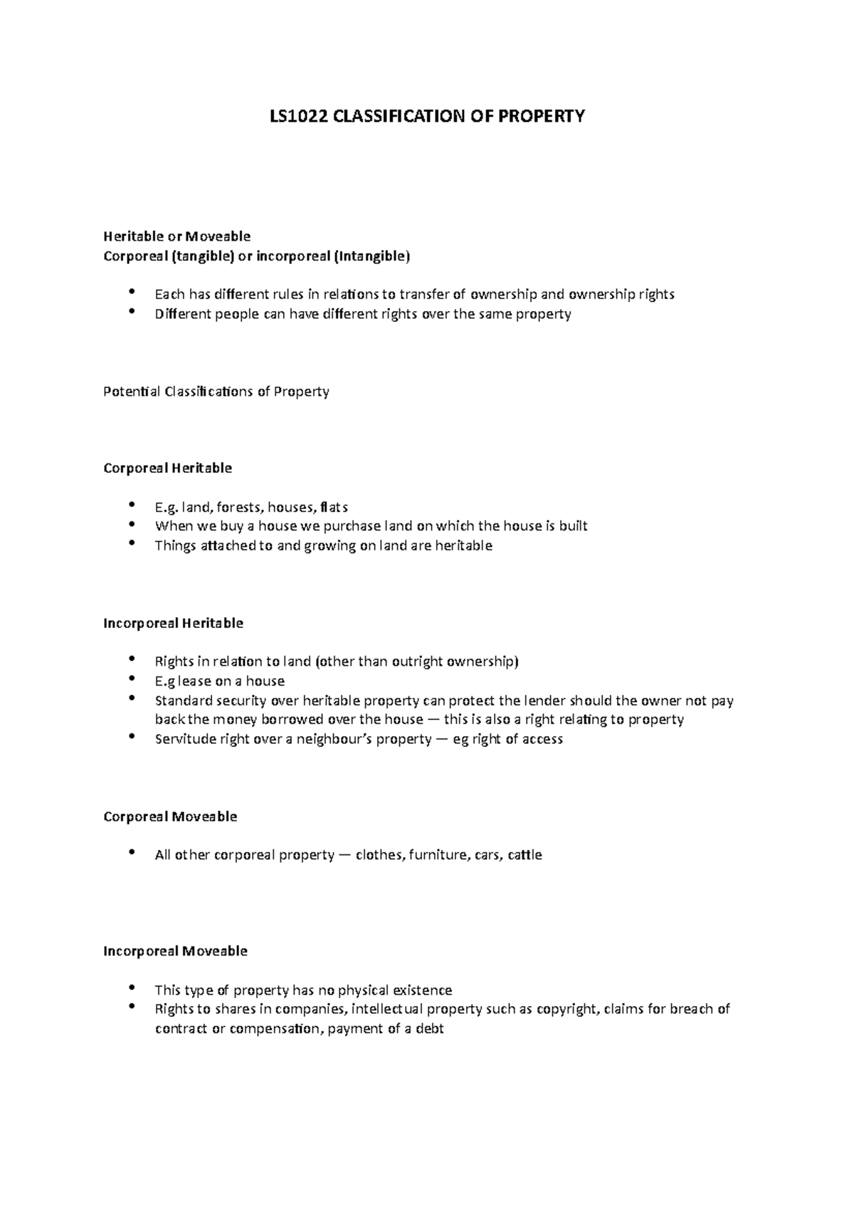 LS1022 Classification OF Property - LS1022 CLASSIFICATION OF PROPERTY ...