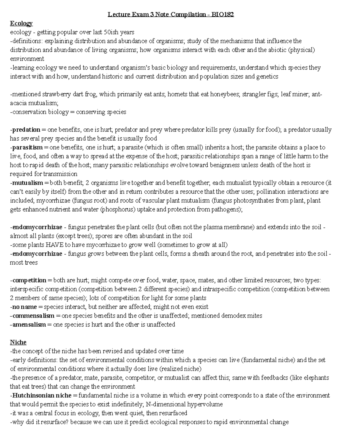 Prof Wilson Lecture Exam 3 Note Compilation - Lecture Exam 3 Note ...