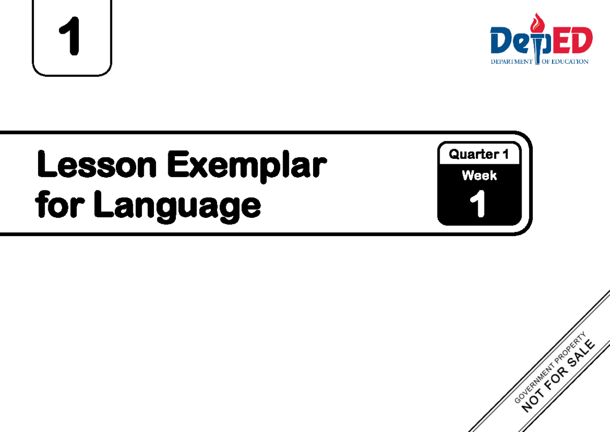 LE Language 1 Q1 W1 - 1 Lesson Exemplar for Language Week 1 Quarter 1 ...