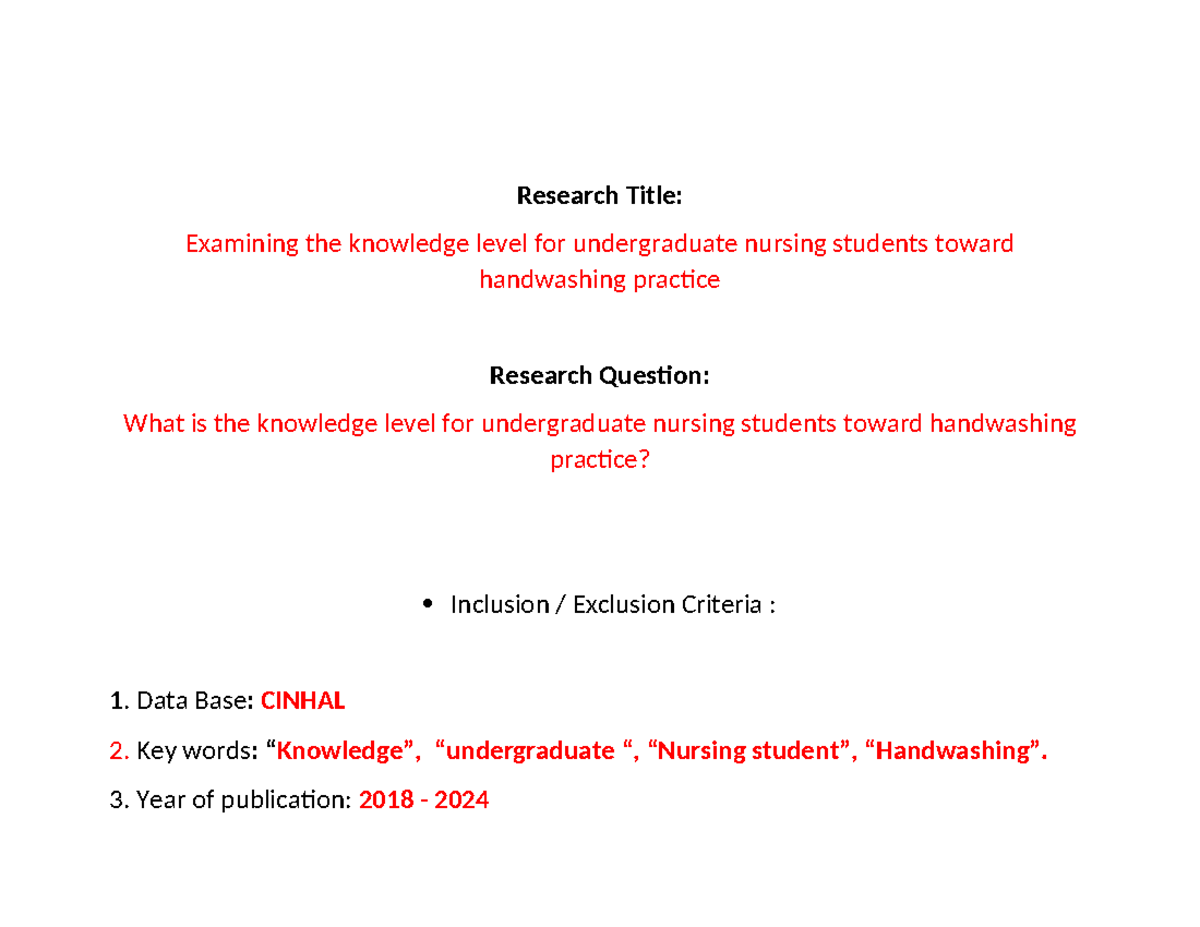 Suggested Research worksheet - Nutrition Practice Test - Research Title ...