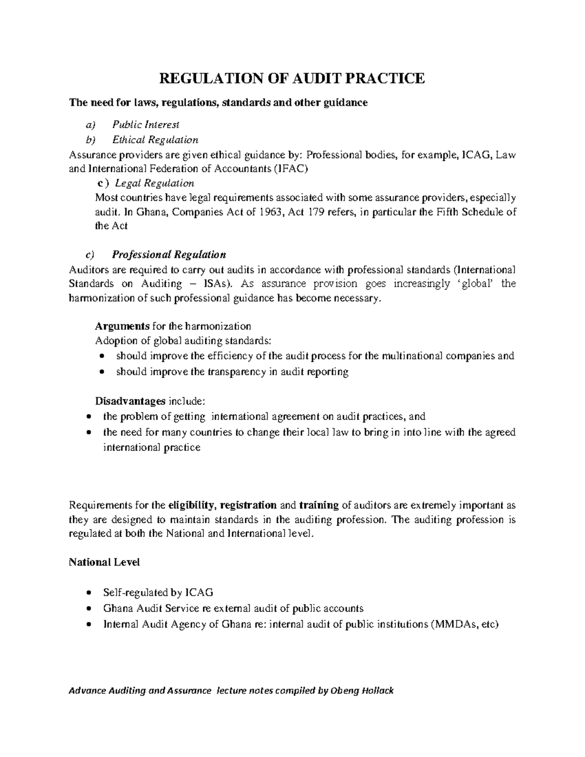 Regulation OF Audit Practices - REGULATION OF AUDIT PRACTICE The need ...