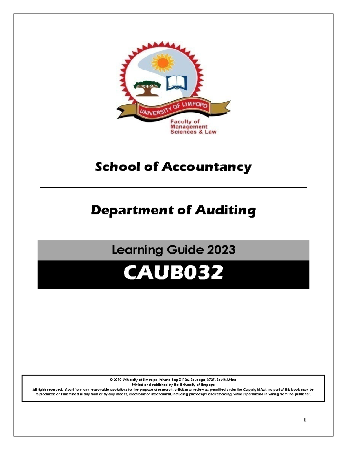 CAUB032 - Learner Guide 2023 - School of Accountancy Department of ...