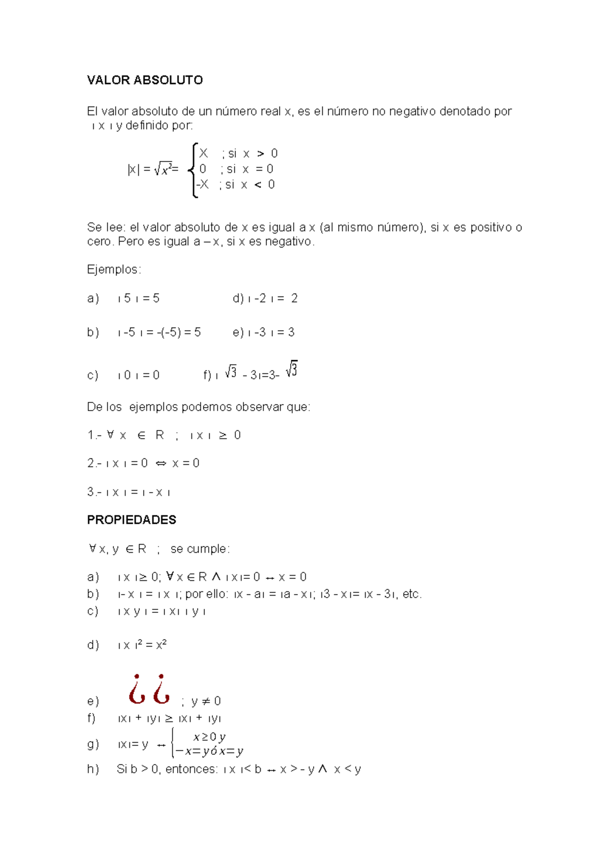Sesión 20. Ec. e Inec. con Valor Absoluto - VALOR ABSOLUTO El valor ...