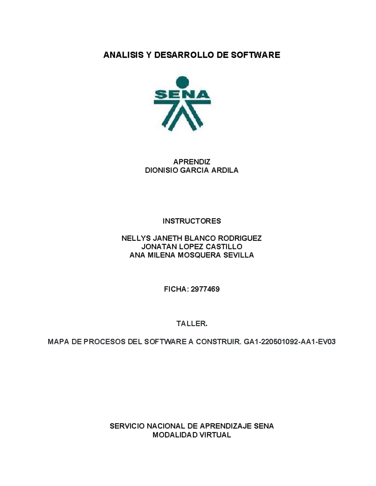 Mapa de procesos del software a construir. GA1-220501092-AA1-EV03 ...