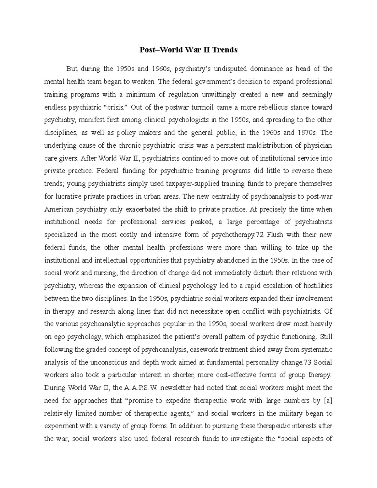 Post–World War II Trends - Post–World War II Trends But during the ...