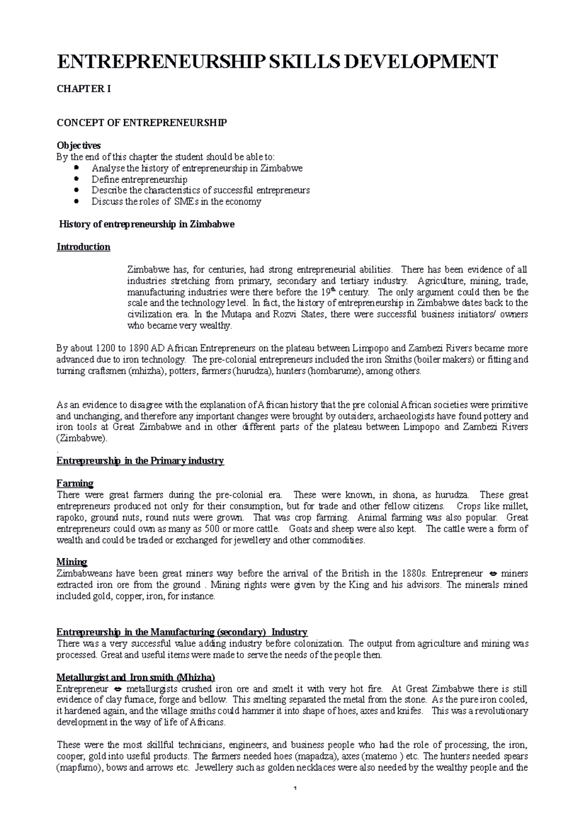 Entrepreneurship Skills Development - ENTREPRENEURSHIP SKILLS ...