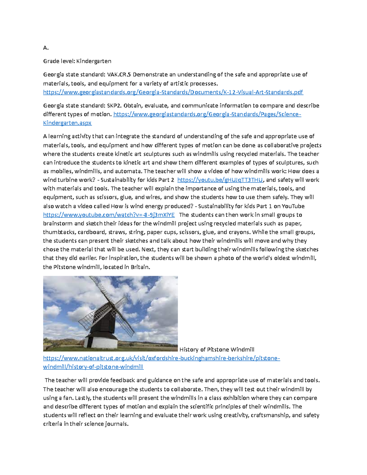 TASK 1 Integrated ARTS Activities 2023 - A. Grade level: Kindergarten ...