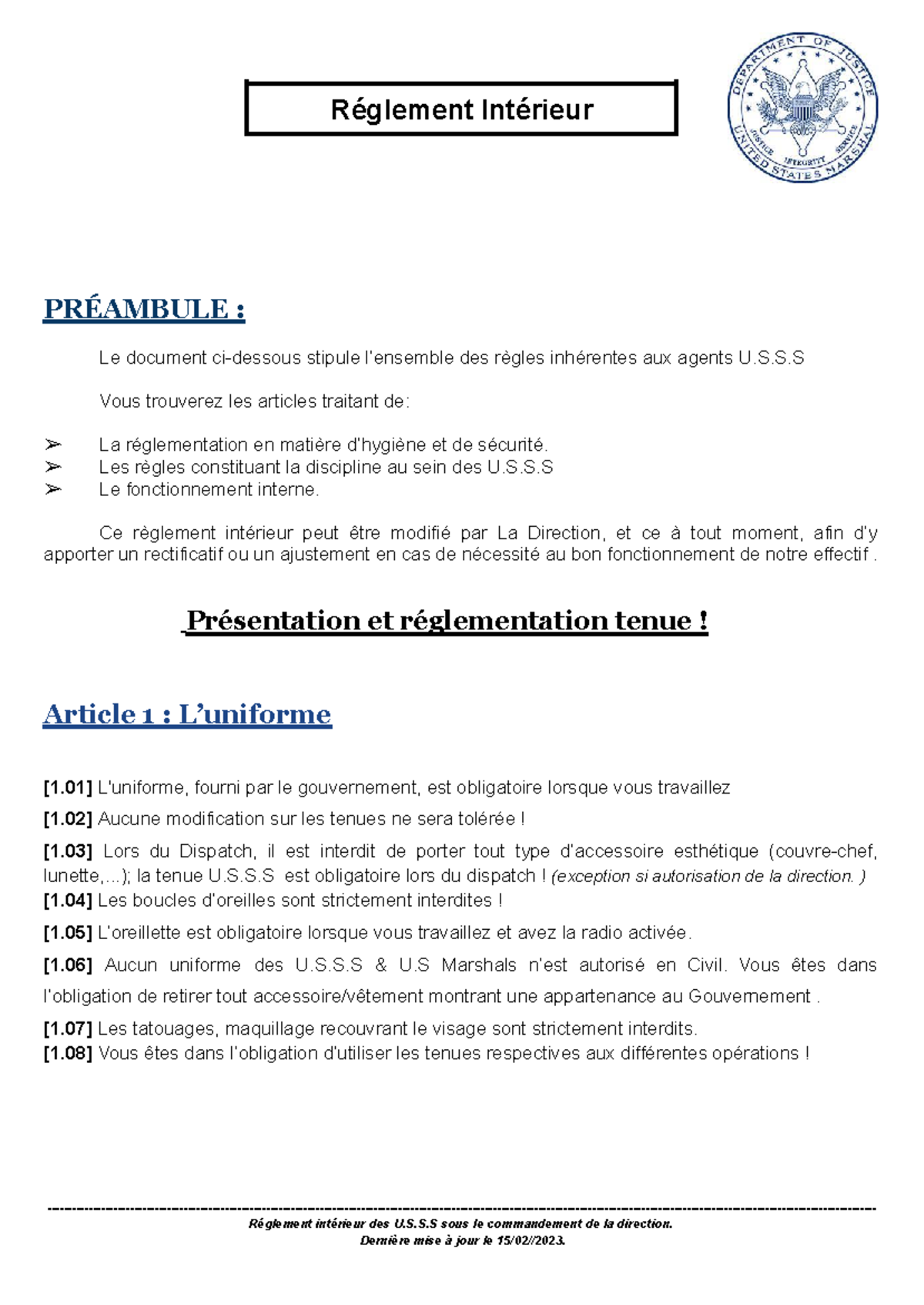 Règlement Intérieur - zdzdz - Réglement Intérieur PRÉAMBULE : Le ...