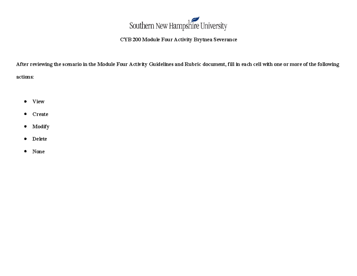 CYB 200 Module Four Activity Brytnea Severance - CYB 200 Module Four ...