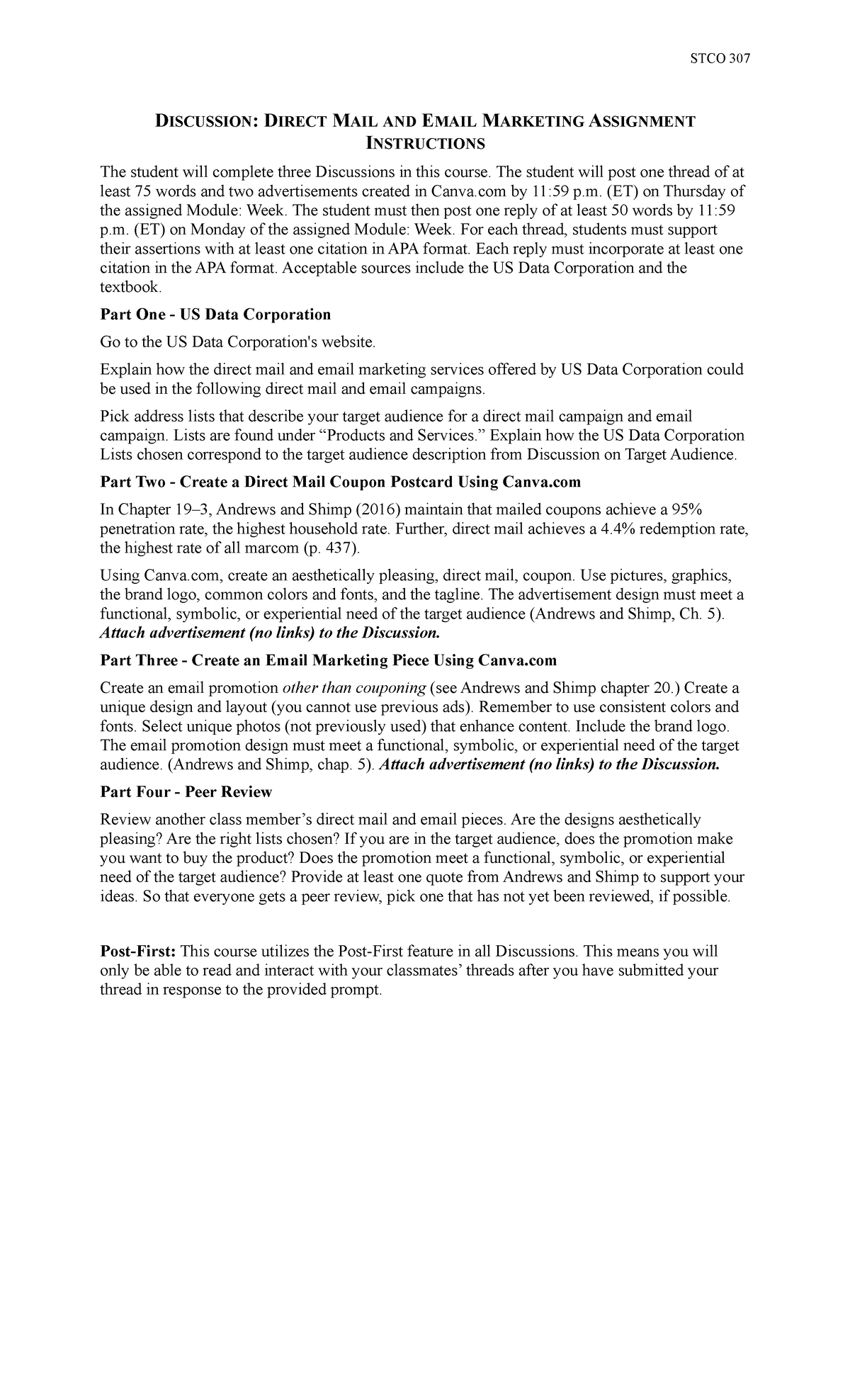 Discussion Direct Mail and Email Marketing Assignment Instructions ...