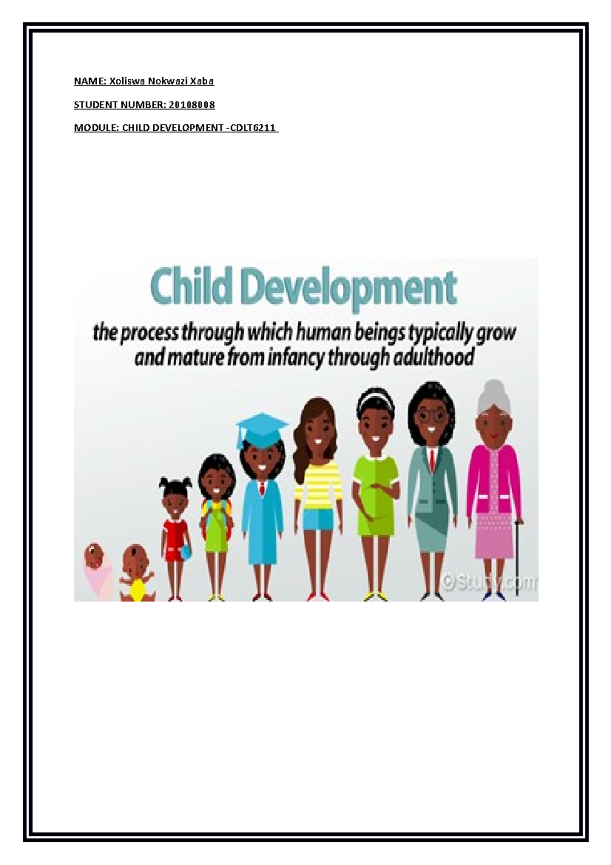 Child development assignment - NAME: Xoliswa Nokwazi Xaba STUDENT ...