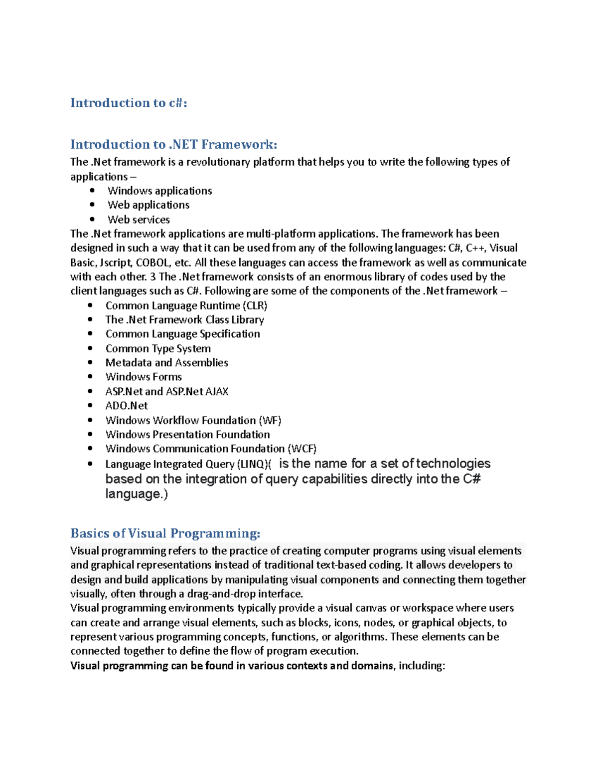 VB - I have made these notes for students - Introduction to c# ...