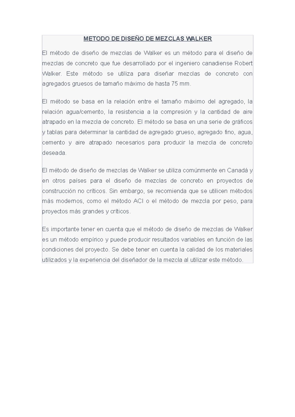 Metodo DE Diseño DE Mezclas Walker - Resumen - METODO DE DISEÑO DE ...
