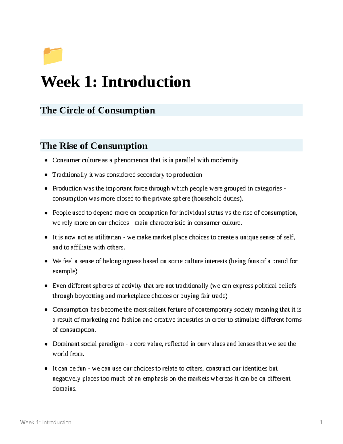 Week 1 - Week 1 - Week 1: Introduction 1 ̄ Week 1: Introduction The ...
