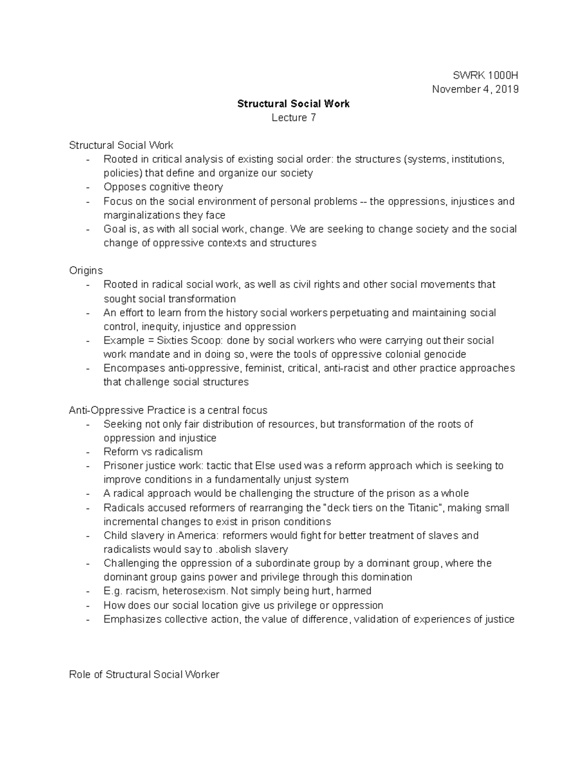 SWRK Nov 4 - Lecture notes 7 - SWRK 1000H November 4, 2019 Structural ...