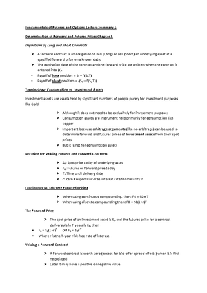 Derivatives Lecture Summary 16 - Futures and Options - Introduction to ...