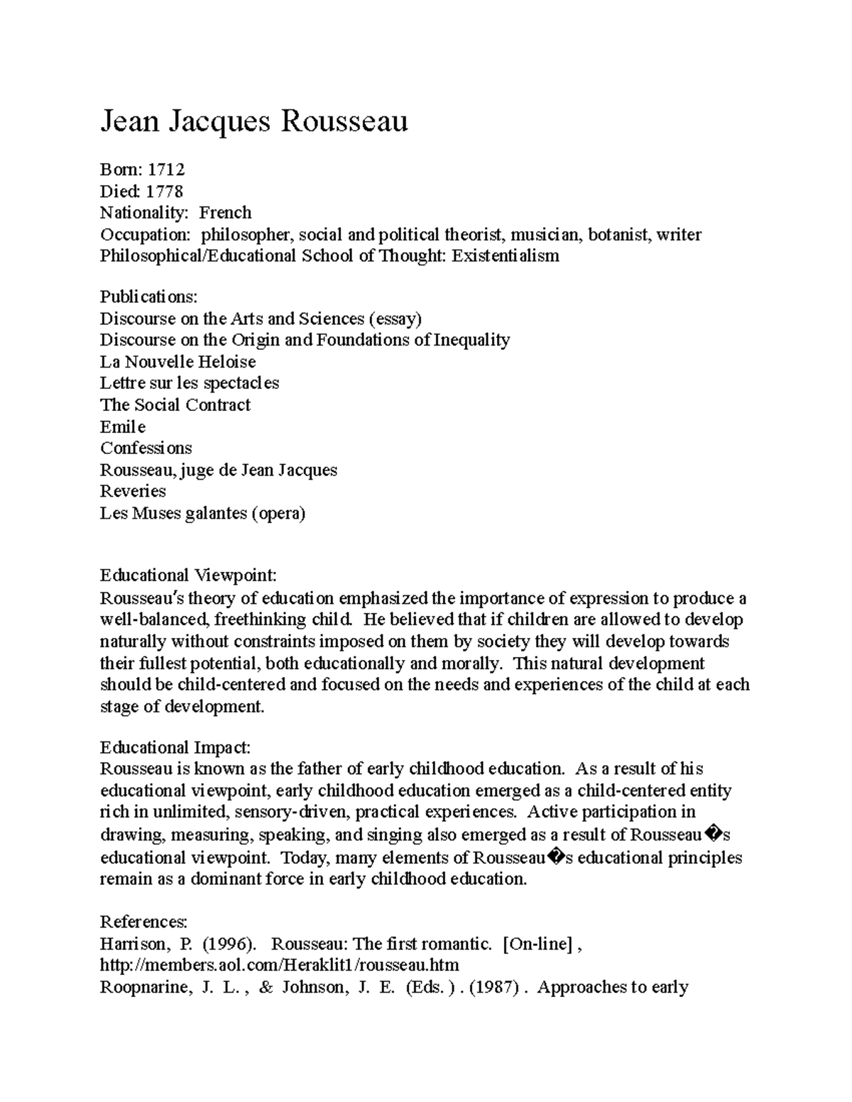 Jean Jacques Rousseau - Maybe it can help - Jean Jacques Rousseau Born ...