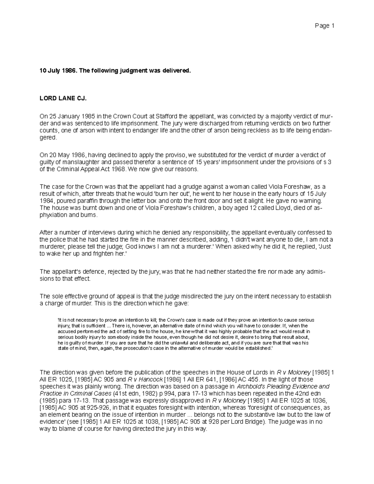 Nedrick - Detailed facts, judgement, and case analysis for the topic of ...