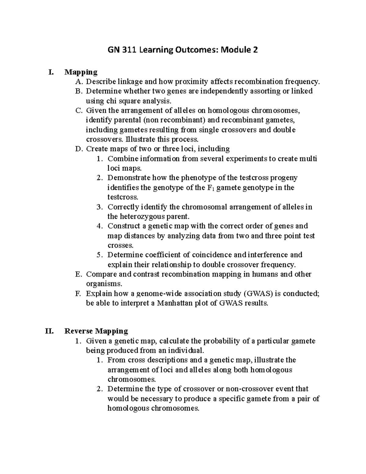 GN 311 Learning Outcomes - Module 2 - Describe linkage and how ...