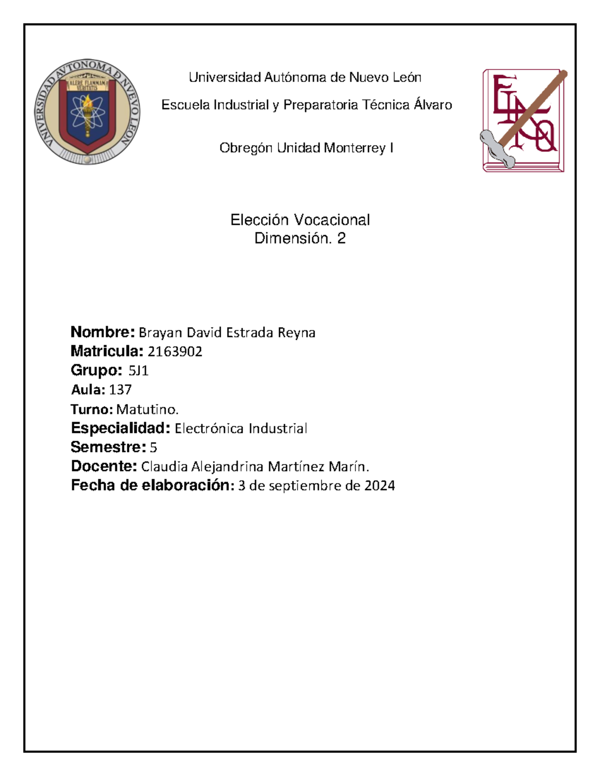 ERBD-D2 - tarea - Universidad Autónoma de Nuevo León Escuela Industrial ...