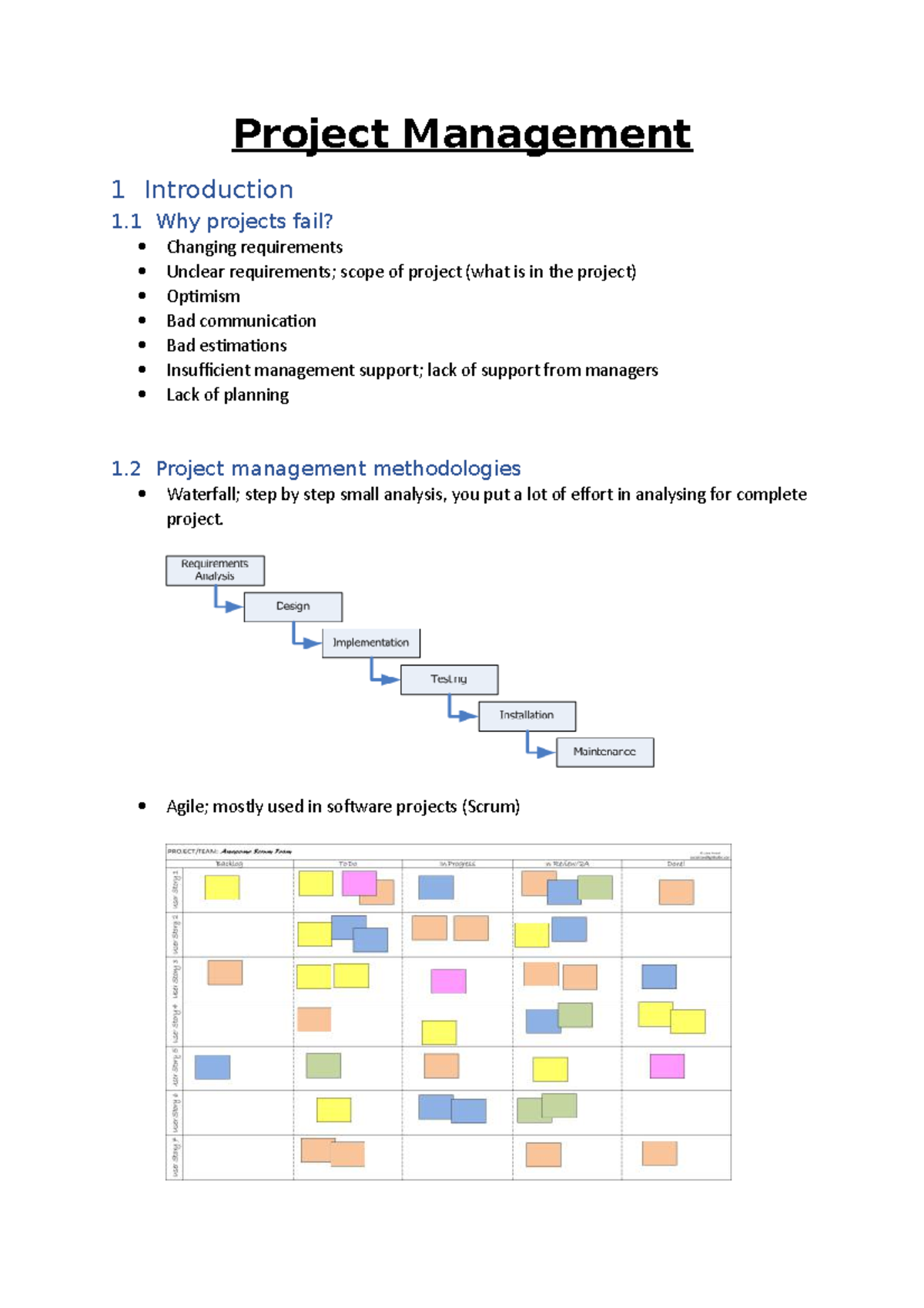 Project-Management-Summary - Project Management 1 Introduction 1 Why ...