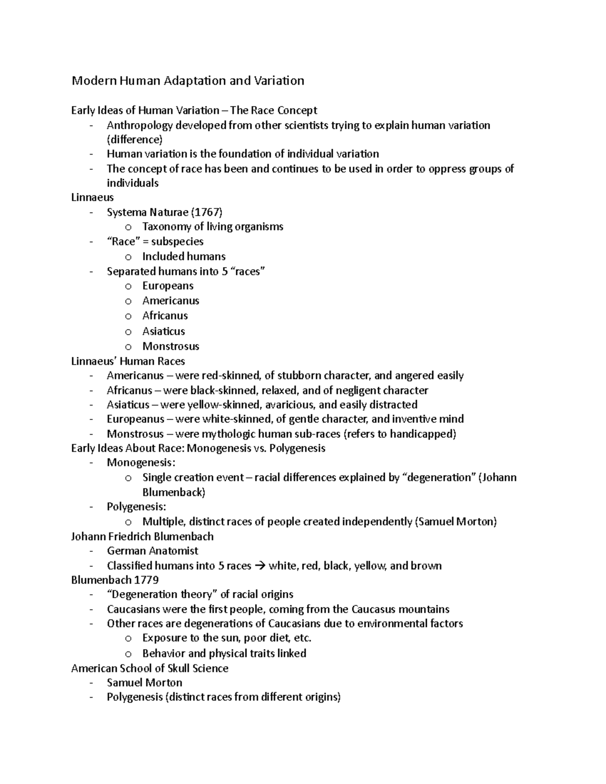 Anth 110-03 Week 3 Pt. 1 - Lecture notes 6 - Modern Human Adaptation ...