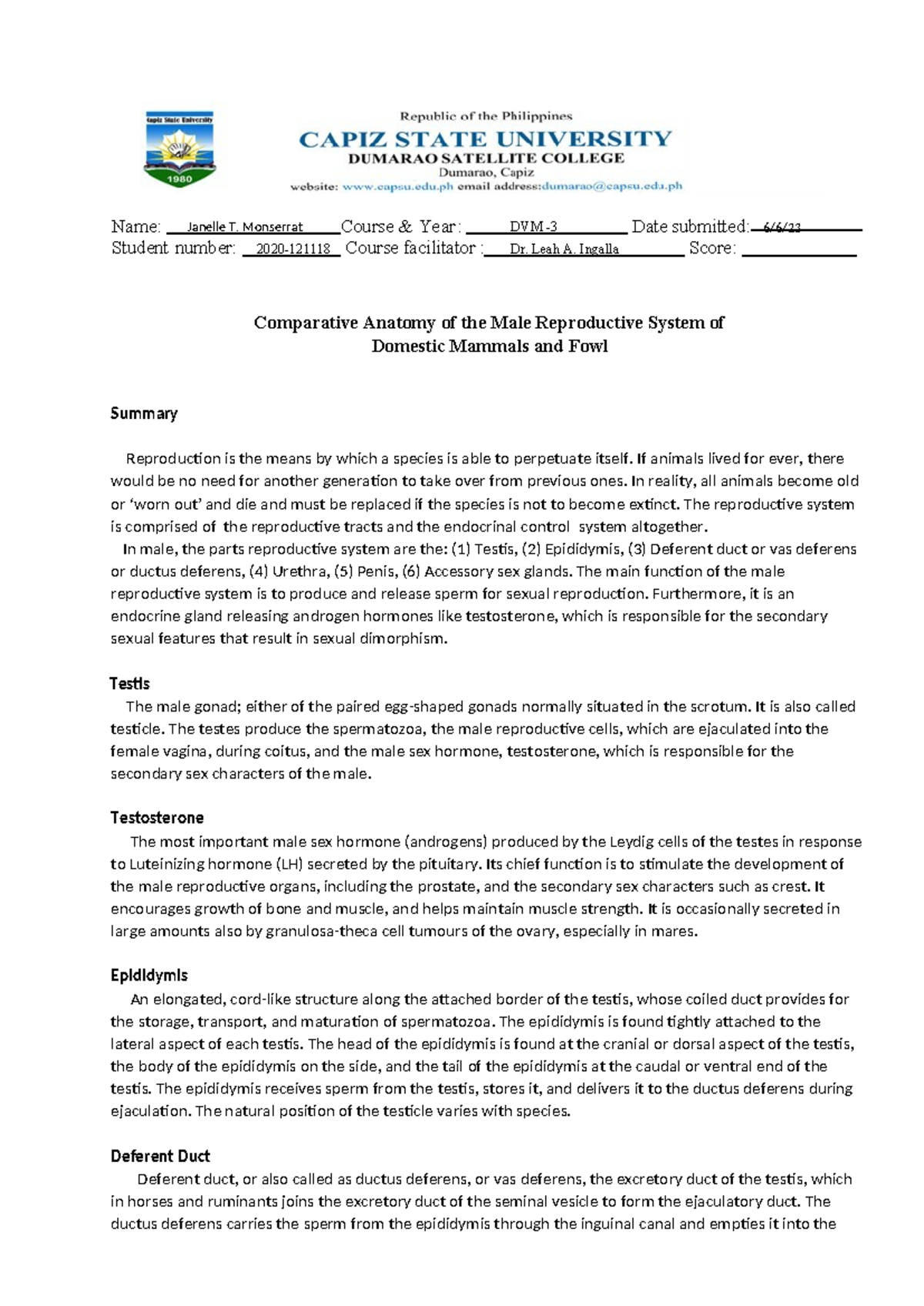 Comparative Anatomy-Male-Reproductive-System-Summary Notes ...