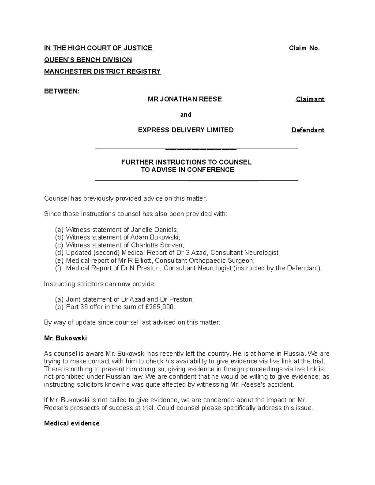 Instructions to counsel - BPP - Studocu