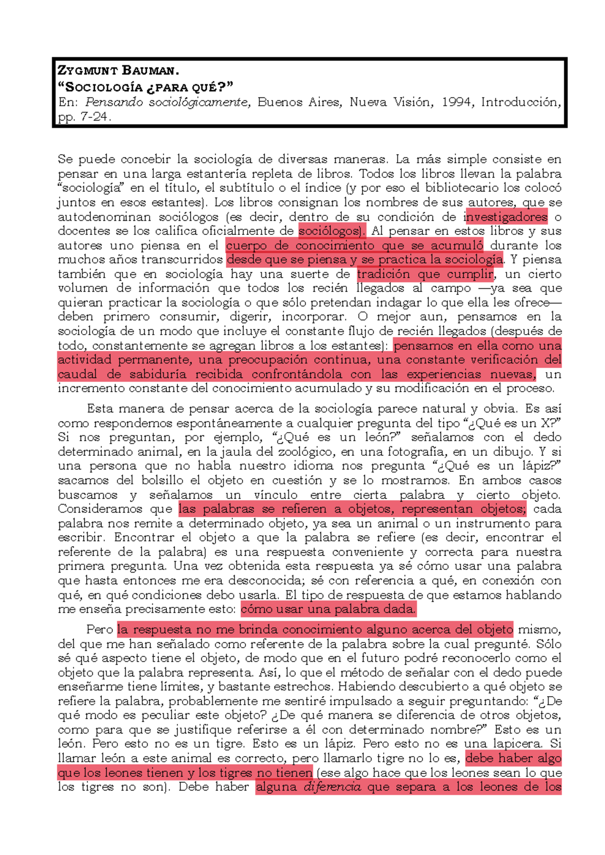 Bauman Pensando sociologicamente 1 13 - ZYGMUNT B AUMAN. “S OCIOLOGÍA ...
