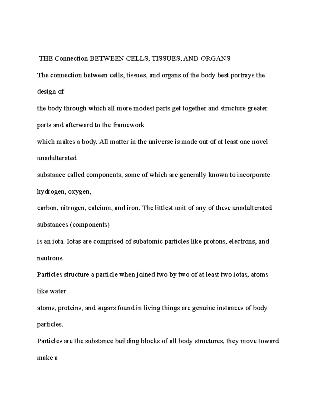 THE Connection Between Cells, Tissues, AND Organs - THE Connection ...