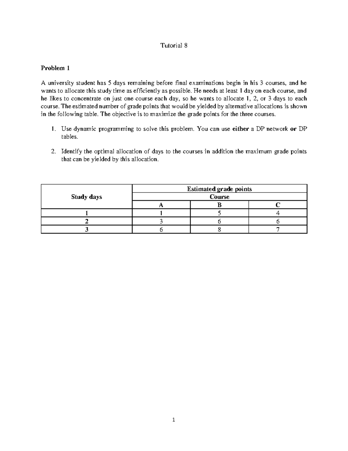 Tutorial pdf document 8 - 1 Tutorial 8 Problem 1 A university student ...