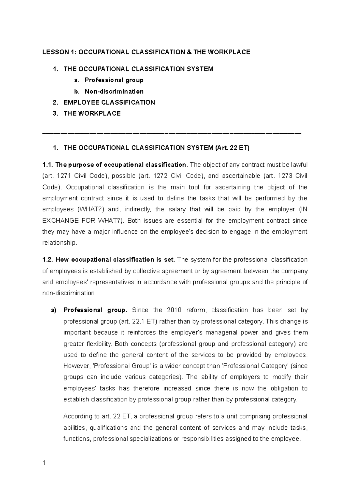 01 b Lesson 1 Classification (EN) - LESSON 1: OCCUPATIONAL ...